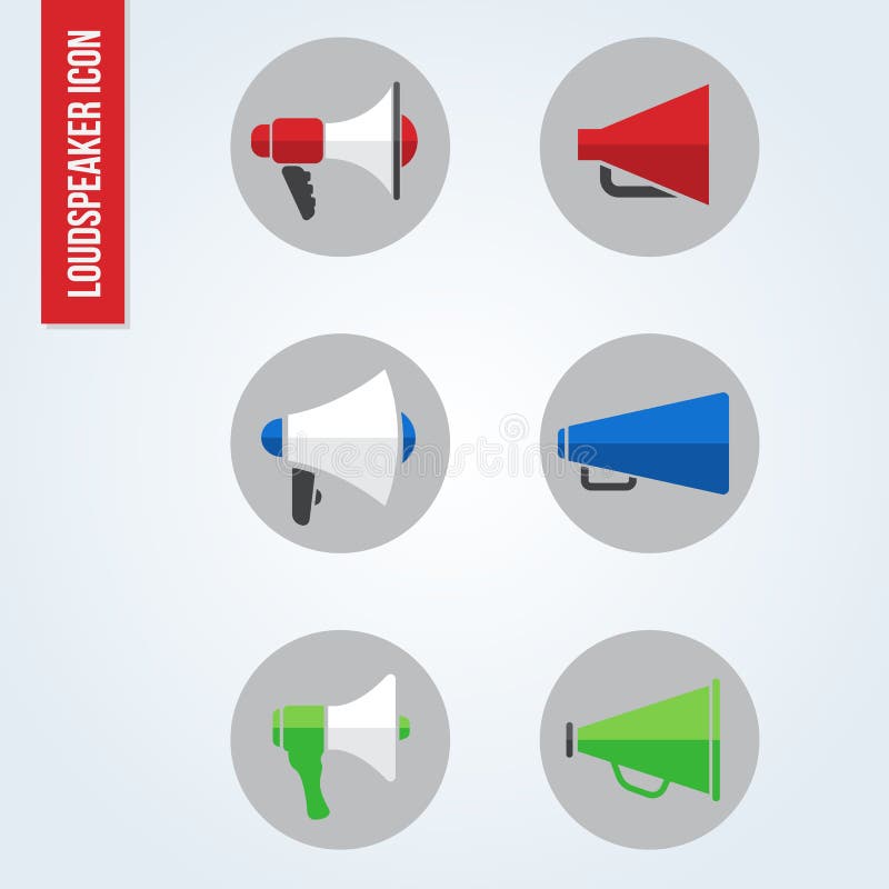 Loudspeaker Icon (red Blue and Green Tone) Vector Set Design Stock ...