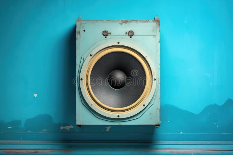 Loudspeaker on a Light Blue Wall Stock Illustration - Illustration of ...