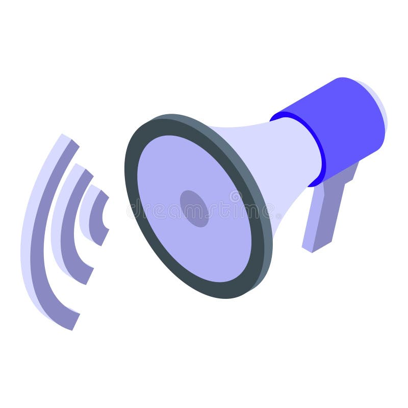 Loudspeaker Making Announcement with Sound Waves Isometric Icon Stock ...