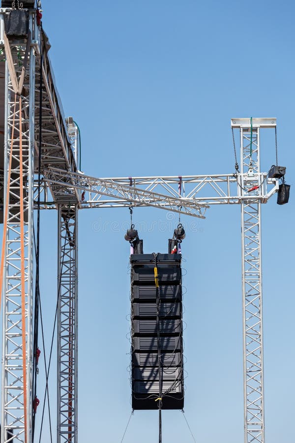 Professional Sound Equipment with Spotlights System Under Roof O Stock ...