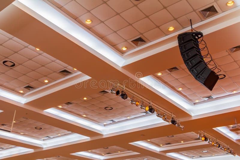 Loudspeaker Sound System Hang Ceiling in Meeting Room Stock Image ...