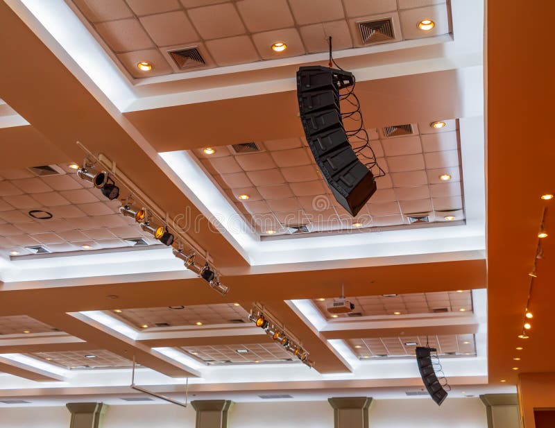 Loudspeaker Sound System Hang Ceiling in Meeting Room Stock Photo ...