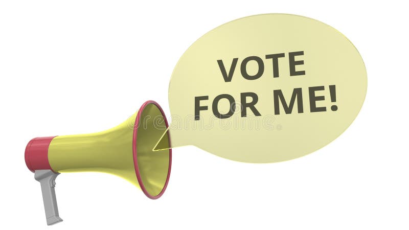 Yellow Loudspeaker with VOTE for ME Message on Speech Bubble ...