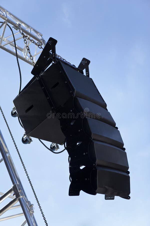 Loudspeaker on the stage stock image. Image of communication - 155704209