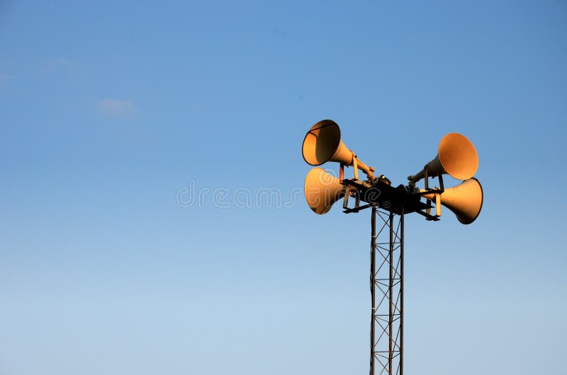 Loudspeaker on top of pole stock photo. Image of music - 30192852