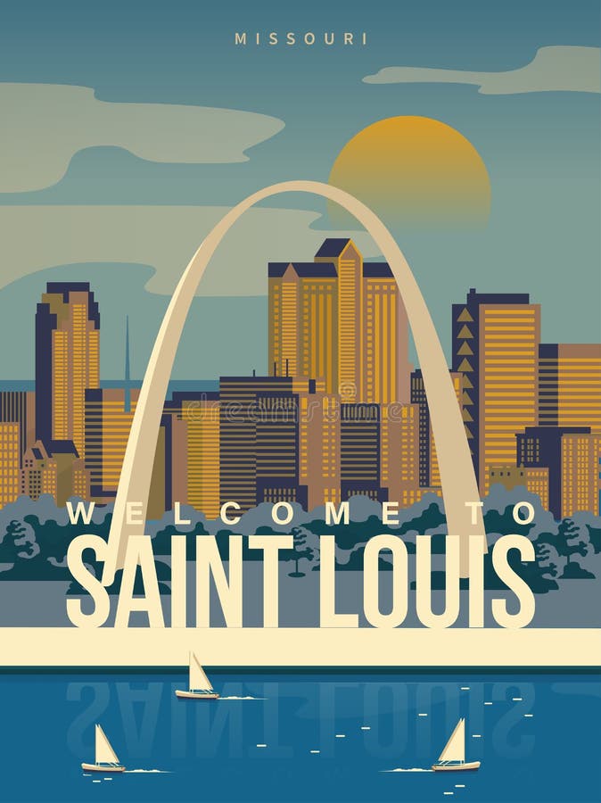 Welcome To Saint Louis, Missouri on a Travel Poster in Vintage Design ...