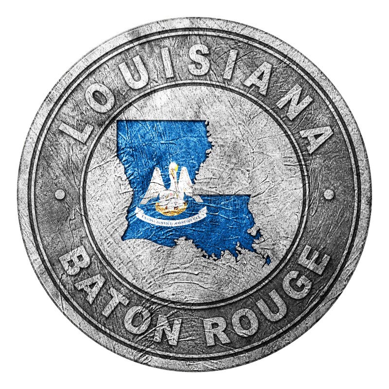 Louisiana Flag Button with Map Stock Illustration - Illustration of ...
