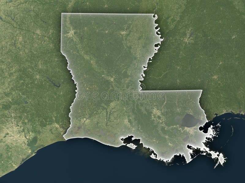 Louisiana on a Realistic Map with State Borders and Cities Stock ...