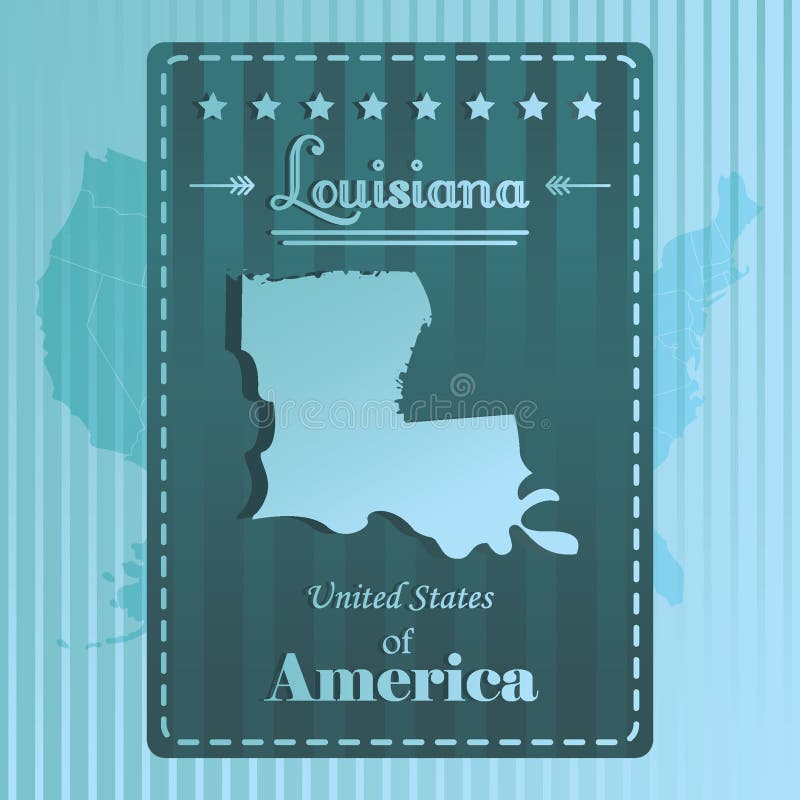Louisiana State Map Label. Vector Illustration Decorative Design Stock ...