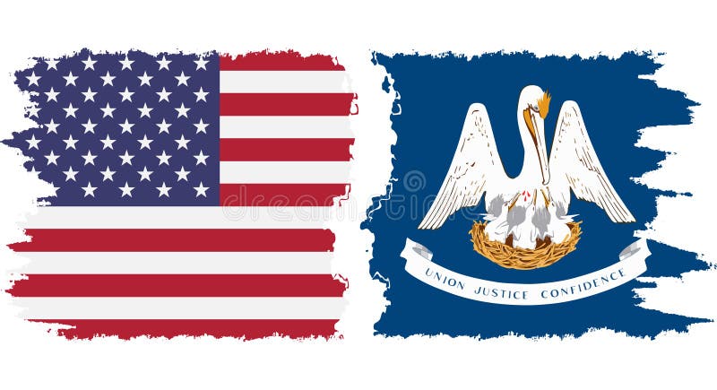 Louisiana State and USA Grunge Flags Connection Vector Stock ...