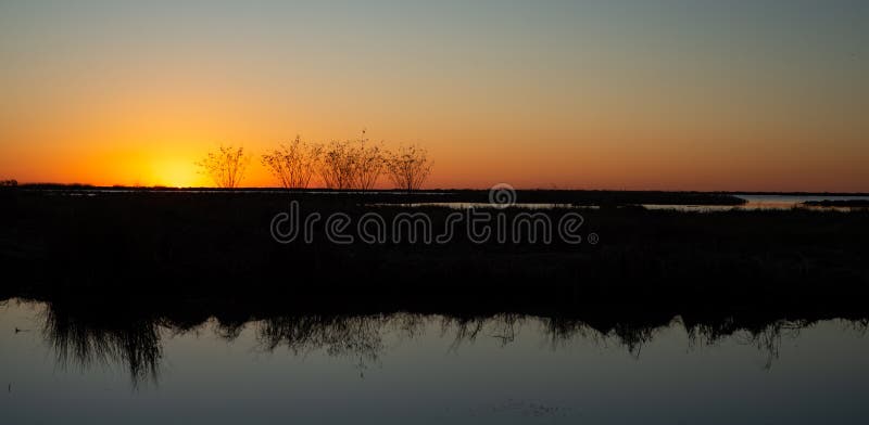 Louisiana Sunset Over the Marsh. Stock Photo - Image of sunlight ...