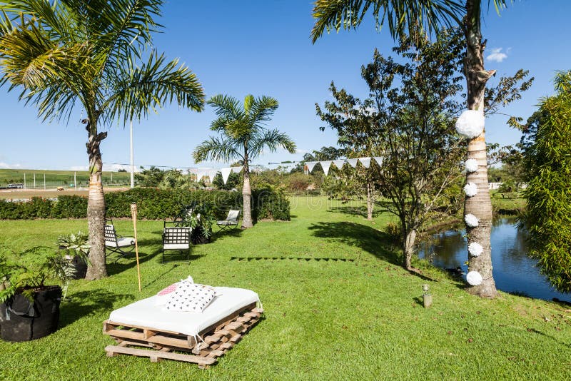 Lounge Area for Guests Outside Stock Image - Image of relaxation ...