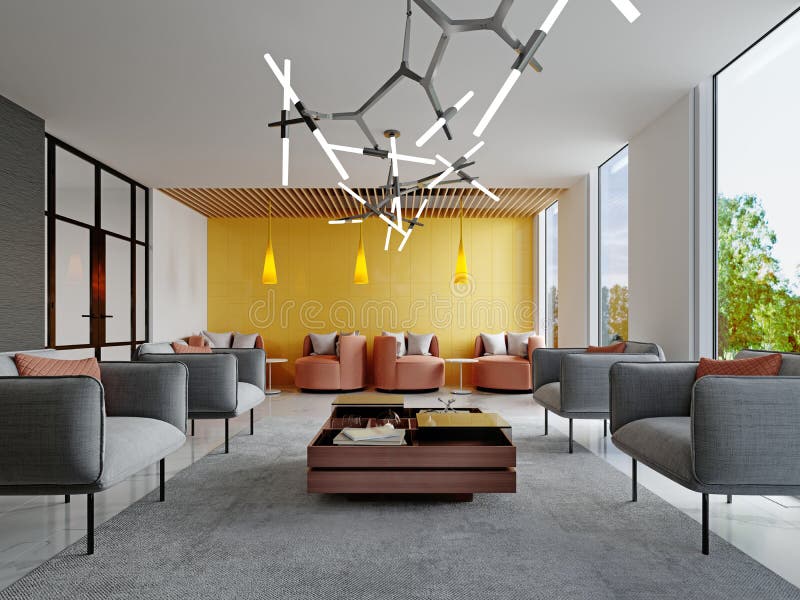 Lounge Area in the Interior of a Modern Hotel Stock Illustration ...