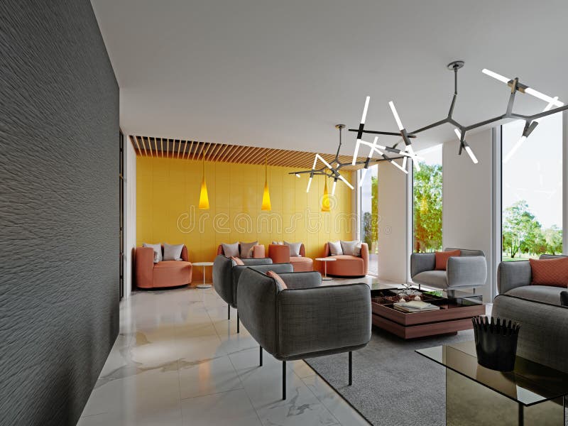 Lounge Area in the Interior of a Modern Hotel Stock Illustration ...