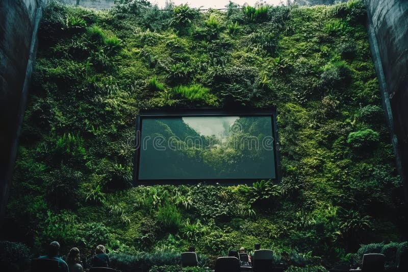 The Lounge Area in this Modern Office Has a Green Wall, a Screen, and ...
