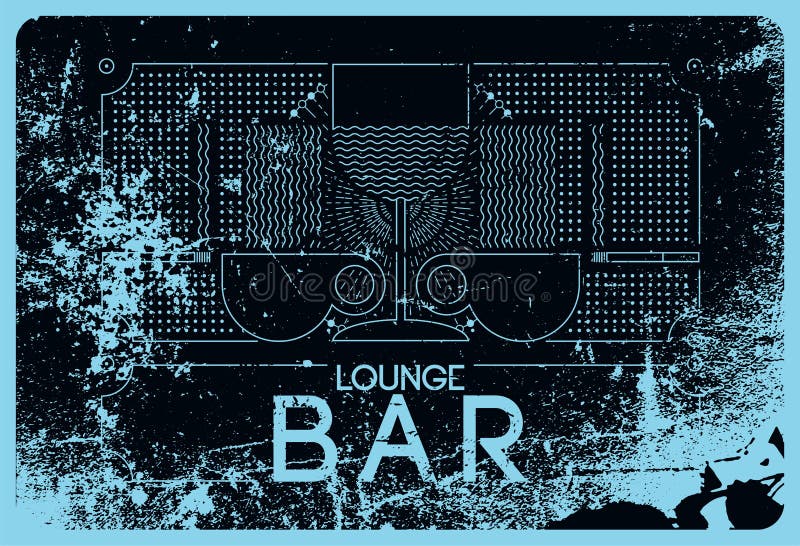 Lounge Bar Menu Typographical Vintage Style Grunge Linear Geometric ...