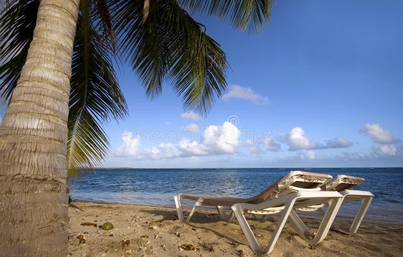 Beach Chairs on Beach in Puerto Rico Stock Photo - Image of scenic ...