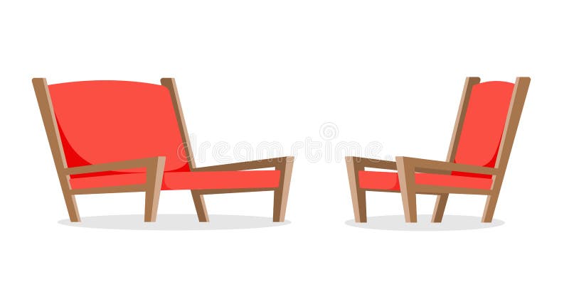 Chairs Loungers for Rest in a Cartoon Flat Style. Vector Isolates on a ...