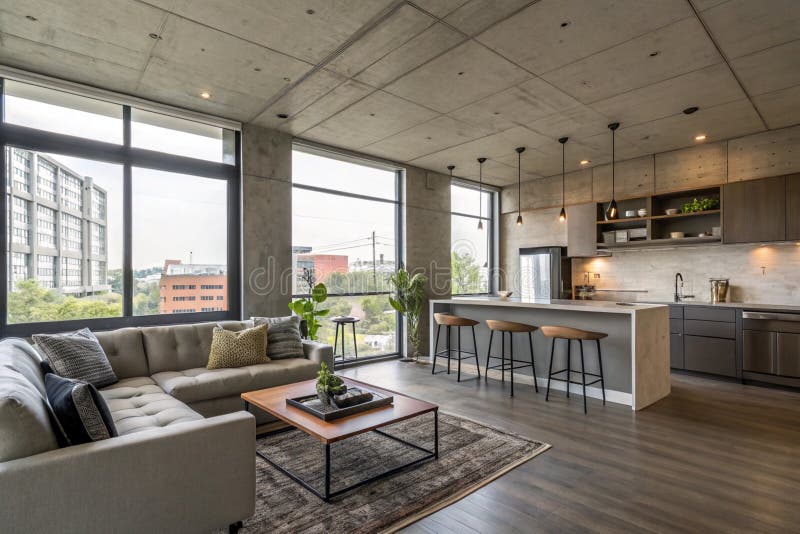 The Lounge and Double Space Living Room with Kitchen in a Modern Design ...