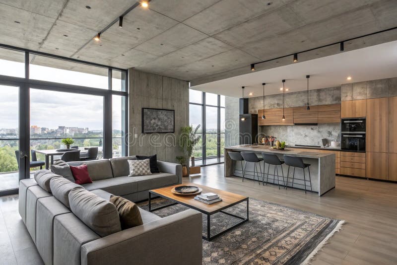 The Lounge and Double Space Living Room with Kitchen in a Modern Design ...