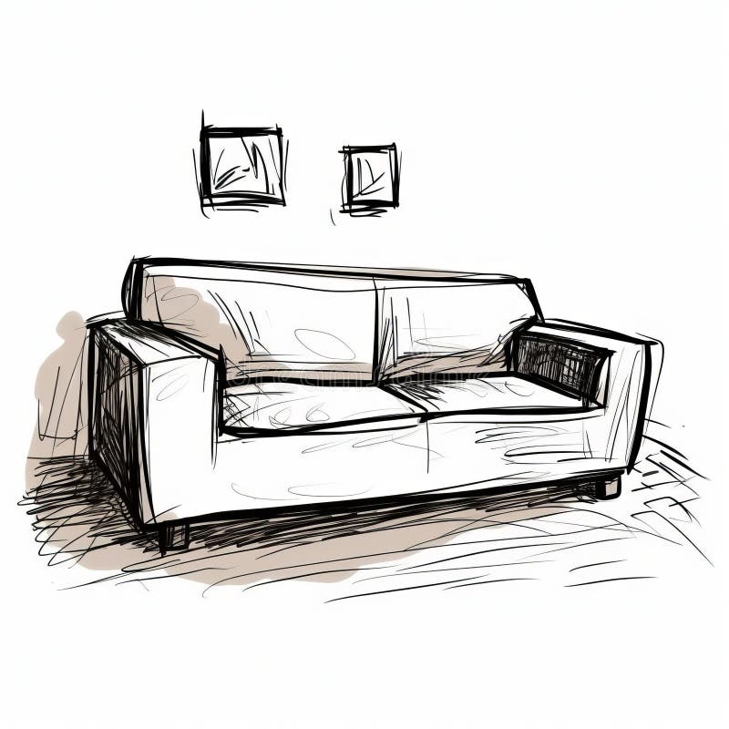 Rough Hand Drawn Sketch of a Simple Lounge Design Stock Illustration ...
