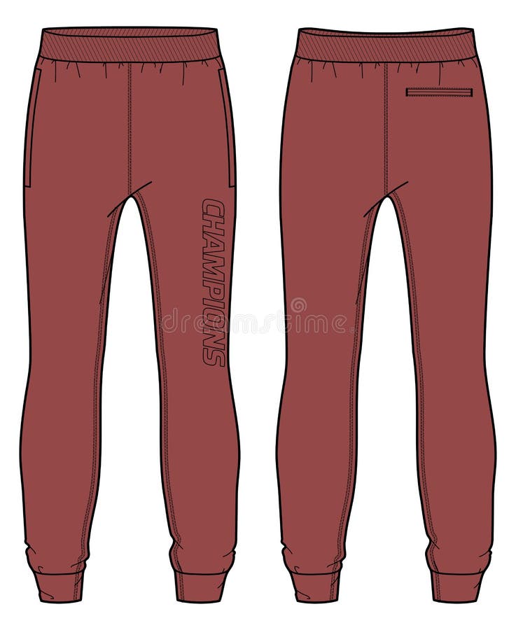 Lounge Jogger Bottom Pants Design Flat Sketch Vector Illustration ...
