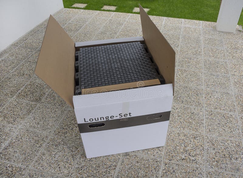 Lounge Plastic Set Folded in the Box. Garden Furniture Stock Photo ...