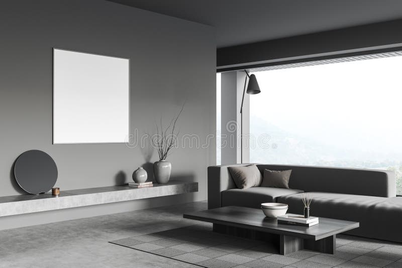Lounge Room Interior with Couch and Window. Mockup Frame Stock ...