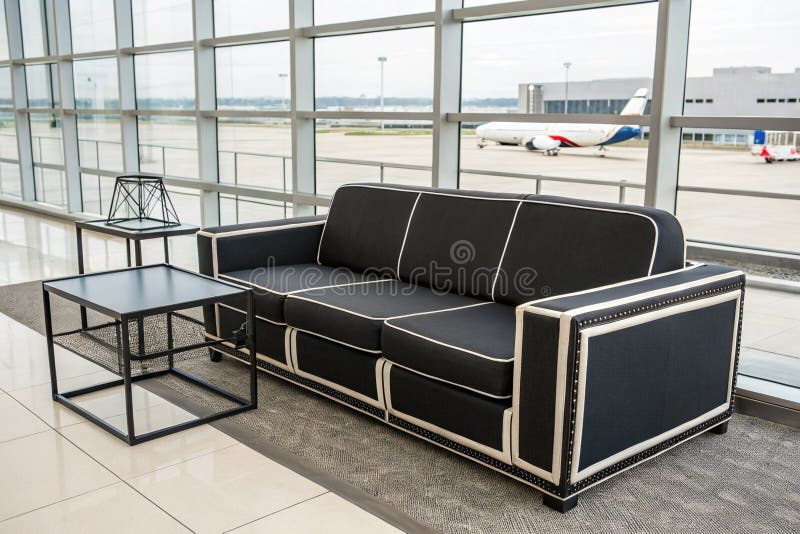 Lounge Sofa Icon with Small Table Outline Stock Illustration ...