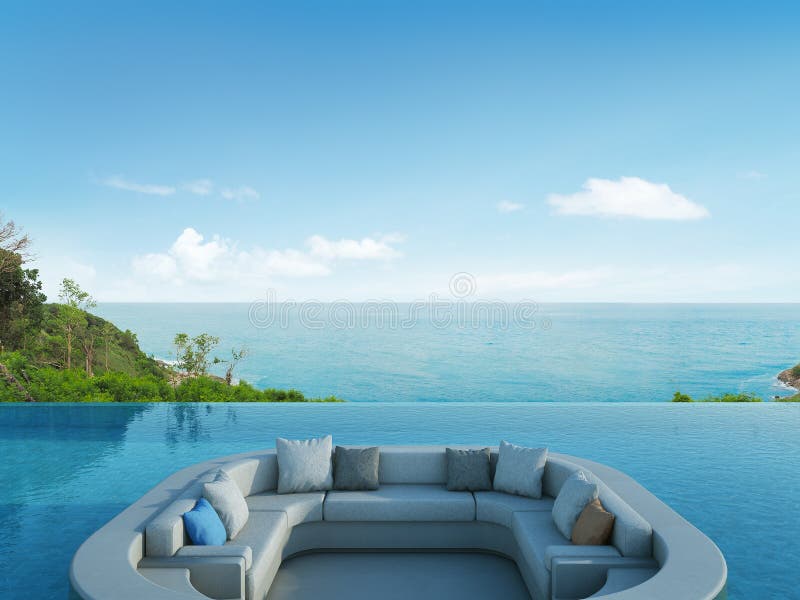 Lounge and Swimming Pool in Luxury Sea View Hotel Stock Photo - Image ...