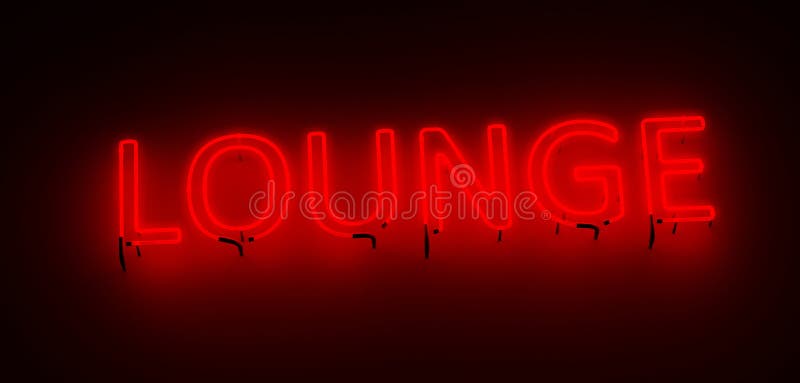 Lounge title in red neon stock illustration. Illustration of letters ...