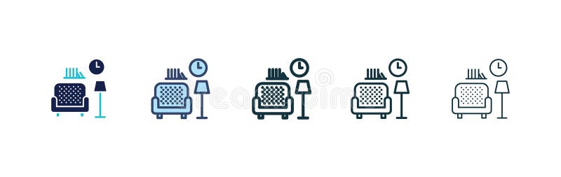Lounge Vector Icon Set Black Filled and Outlined Style Stock Vector ...