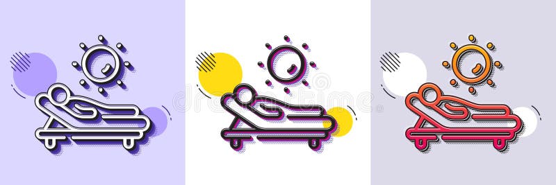 Lounger Line Icon. Beach Sunbed Sign. Halftone Dotted Pattern. Vector ...