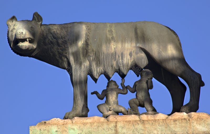 Louve Capitoline Romulus Remus Statue Rome Photo stock - Image of bleu ...