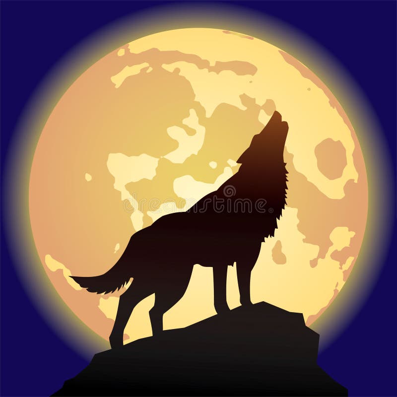 Loup-lune-silhouette illustration de vecteur. Illustration du vecteur ...
