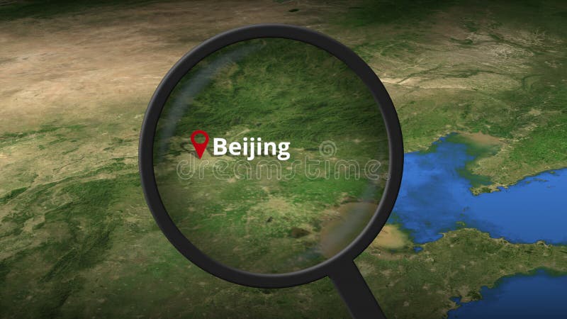 Beijing City Found on the Map, 3d Rendering Stock Illustration ...