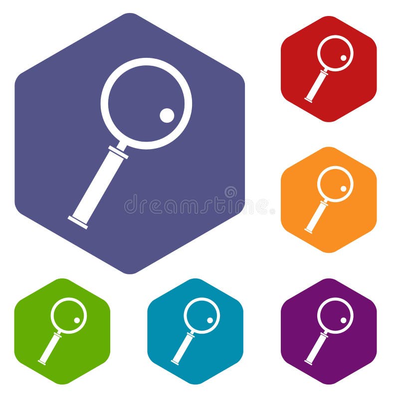 Loupe icons set hexagon stock vector. Illustration of instrument - 91693054