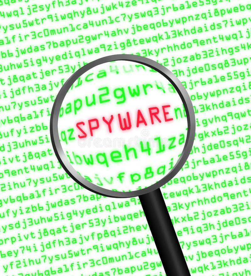 Loupe Localisant Le Spyware En Code Informatique Illustration Stock ...
