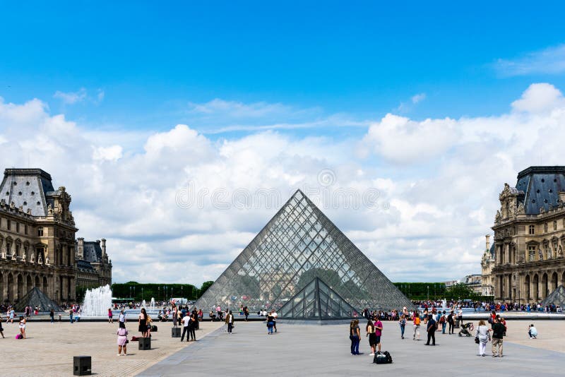 The Louvre Courtyard with the Pyramid Editorial Stock Photo - Image of ...