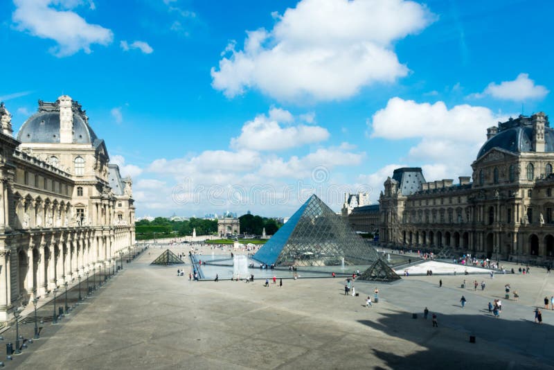 The Louvre Courtyard with the Pyramid Editorial Stock Image - Image of ...