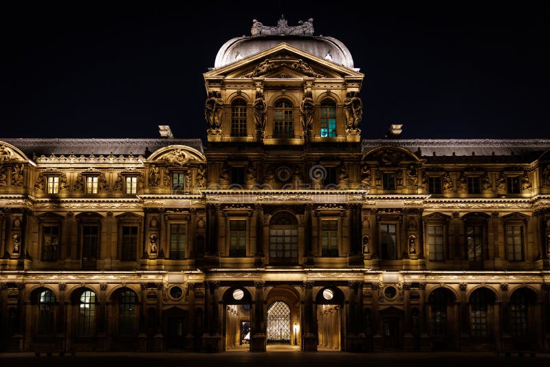 Louvre Museum Night Large Building Clock Tower Window Stock Photos ...