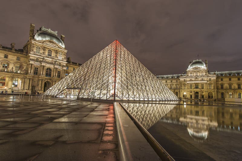 Louvre Museum editorial photo. Image of museum, night - 57391251