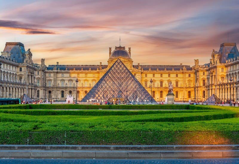 Louvre Museum and Pyramid at Sunset, Paris, France Editorial Stock ... Louvre Museum and Pyramid at Sunset, Paris, France Editorial Stock ...
