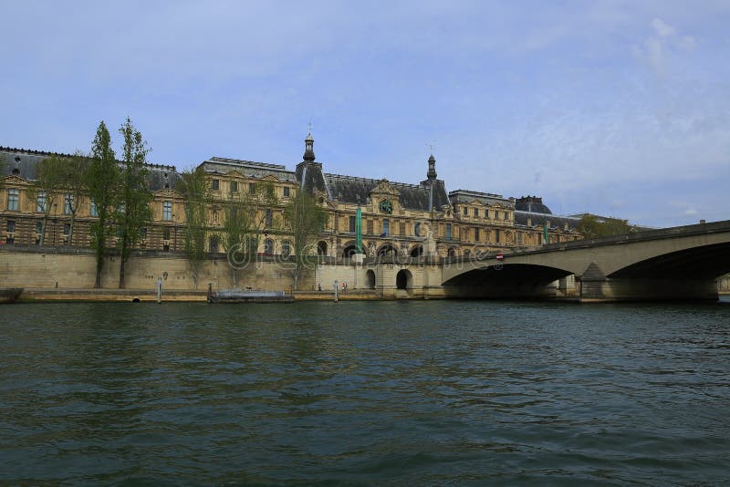 The Louvre Museum and the Seine River, Paris Stock Photo - Image of ...