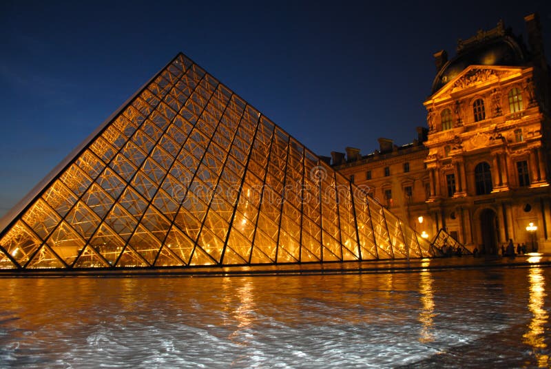 The Louvre at Night editorial stock photo. Image of architecture - 26055018