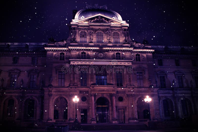 Louvre, Night View. Dark Background with Architecture. Editorial Stock ...