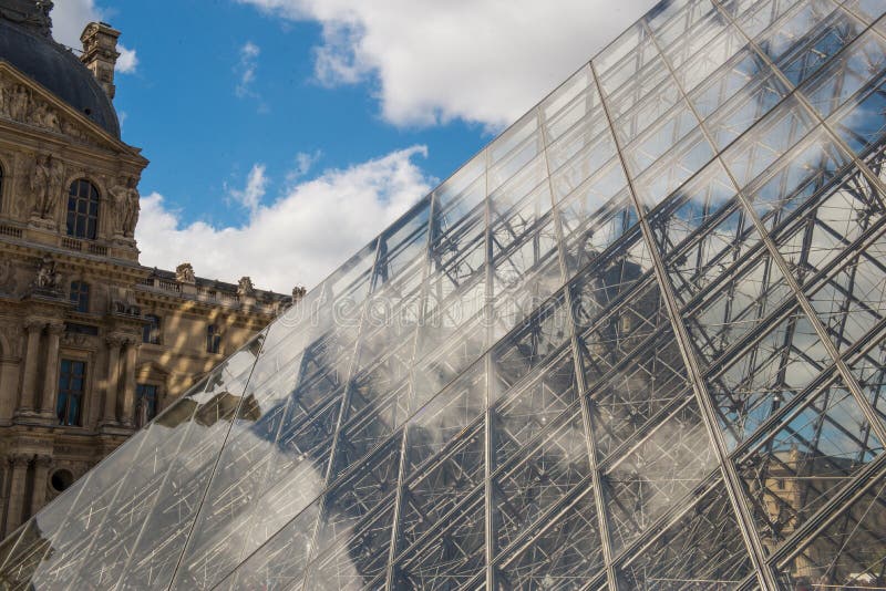 Louvre Palace and Triangle Glass Museum in Paris Editorial Stock Image ...