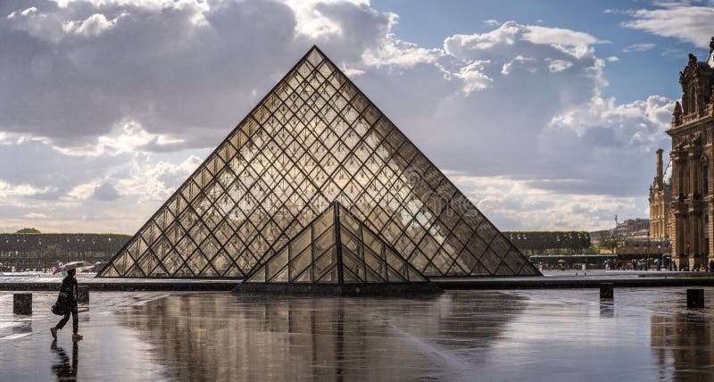 Louvre Pyramid Under the Sun after a Day of Rain Editorial Photo ...