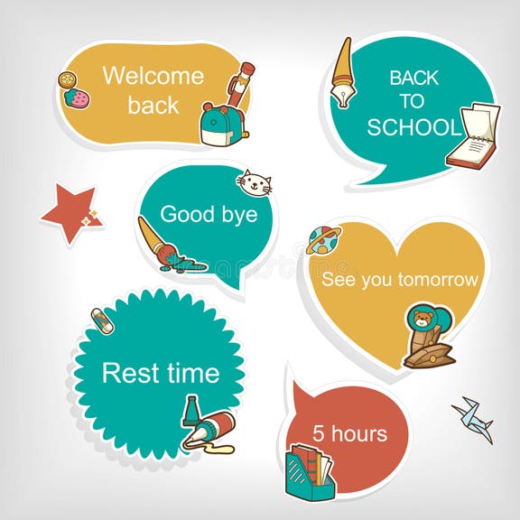 Lovable Education Related Stickers Collection Set Stock Vector ...