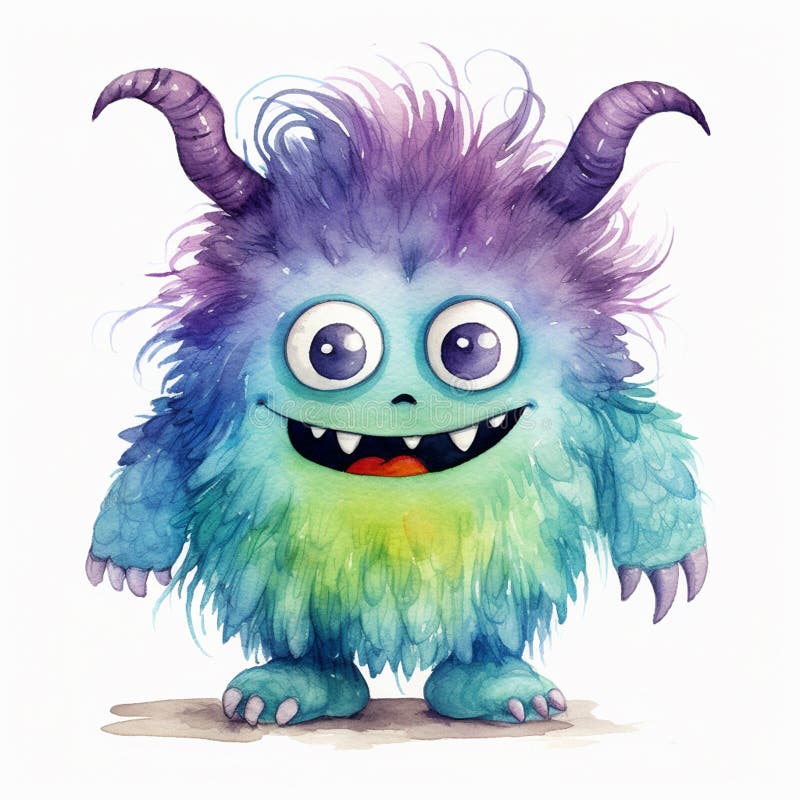 A Lovable Watercolor Monster is a Friend for Life Stock Illustration ...